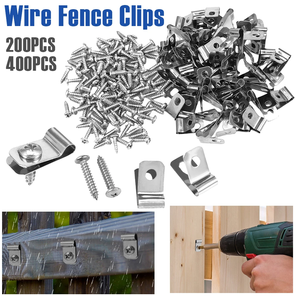 400Pcs-Wire-Fence-Clips-Stainless-Steel-Compact-Fence-Wire-Clamps-Heavy ...