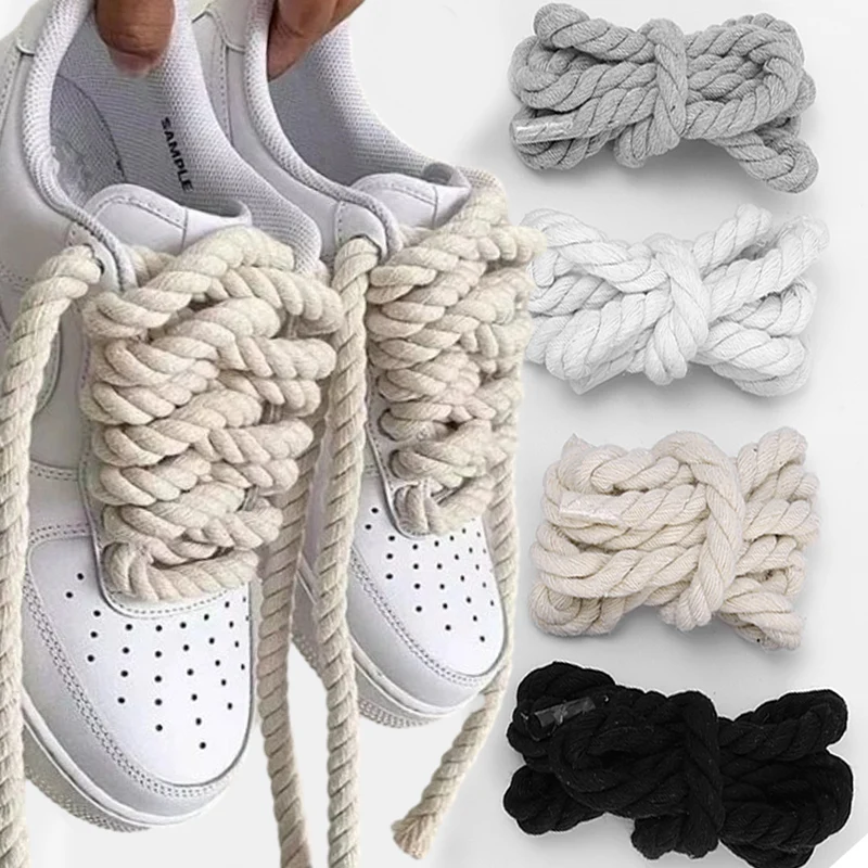 Bold-Cotton-Linen-Twist-Weave-Shoelaces-solid-Color-Rope-Shoes-Laces ...