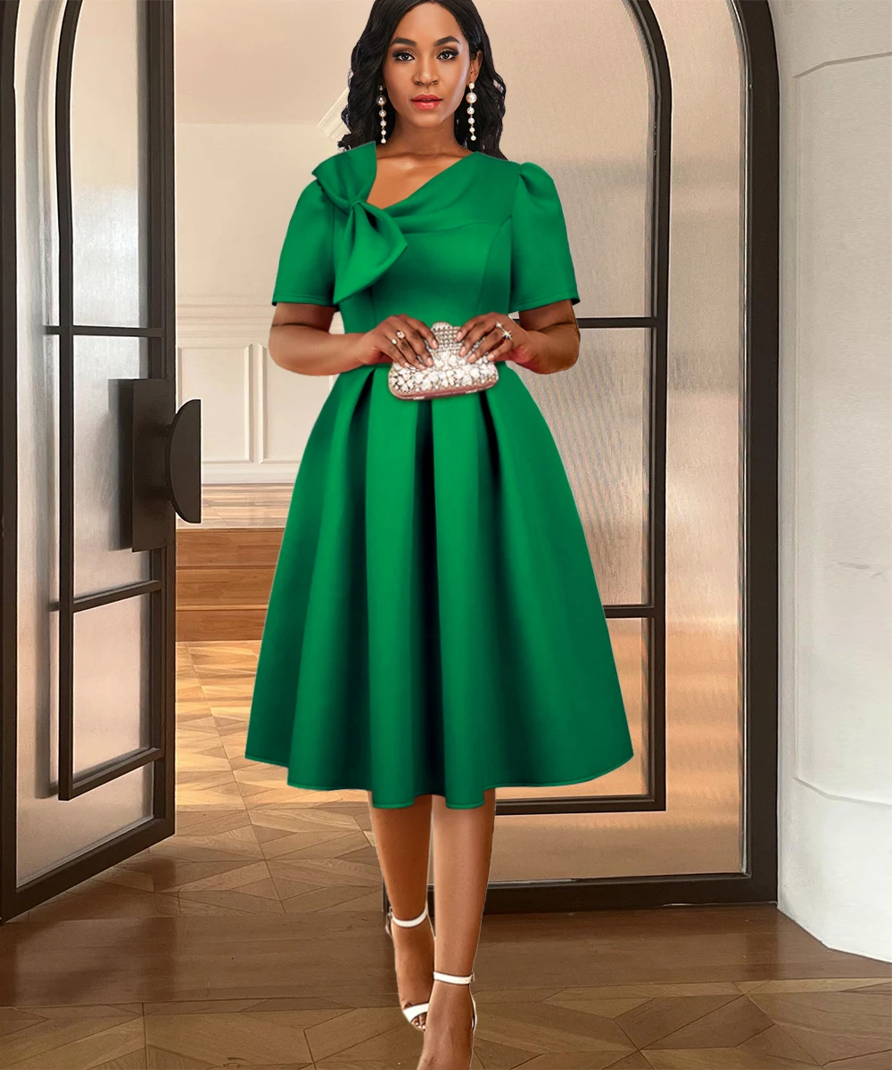 AOMEI-Vestido-de-princesa-plissado-saia-em-linha-A-monocrom-tico-manga ...