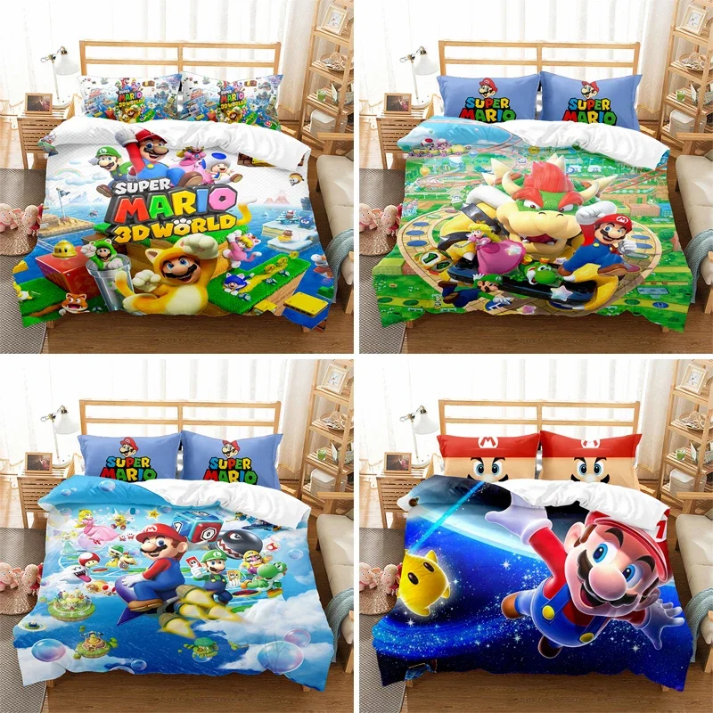 Super-Mario-Bros-Bedding-Set-Anime-Luigi-Yoshi-Pillowcase-3D-Bed-Duvet ...