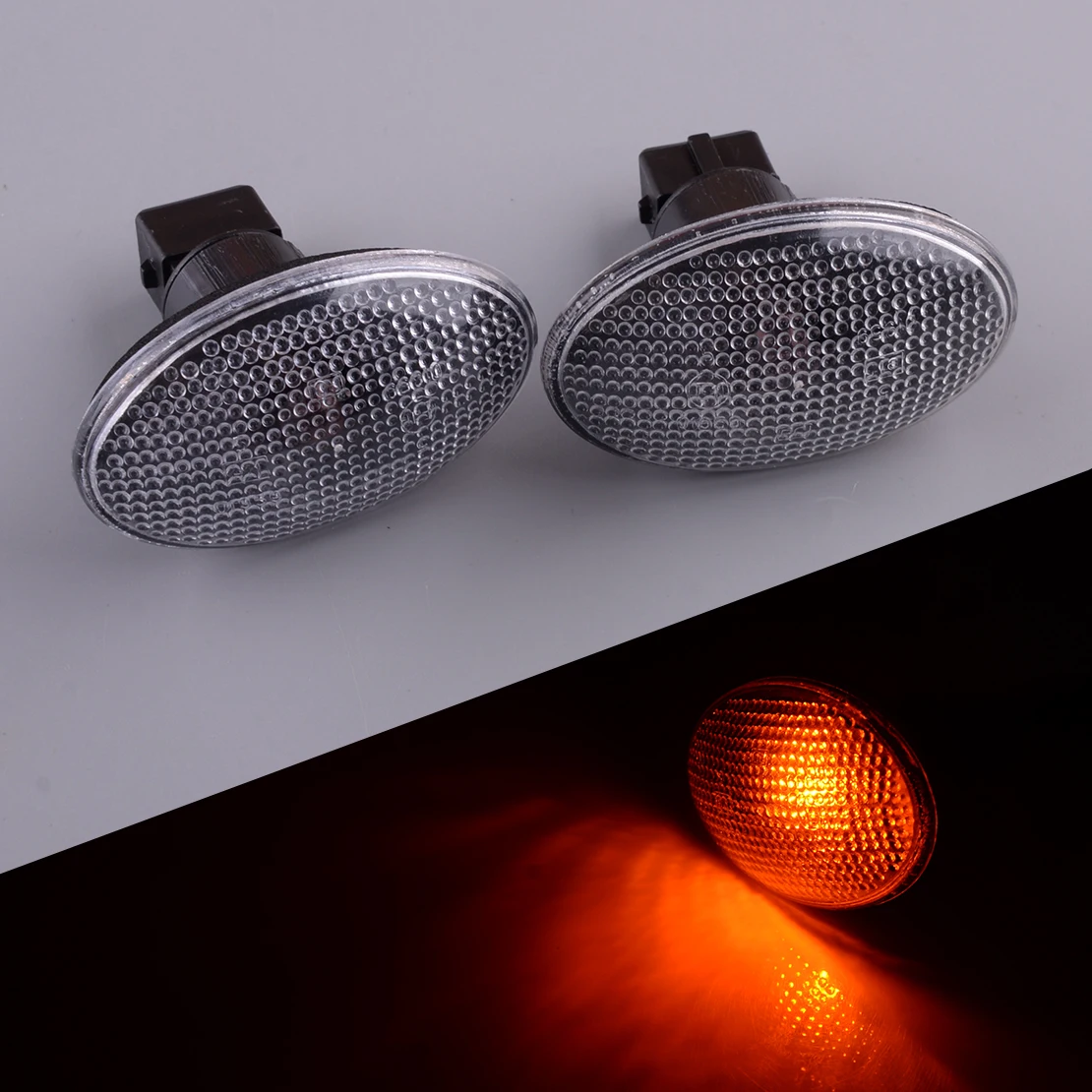 2Pcs/Set PC Car Side Marker Indicator Light Clear Lens w/Bulbs Led 2 ...