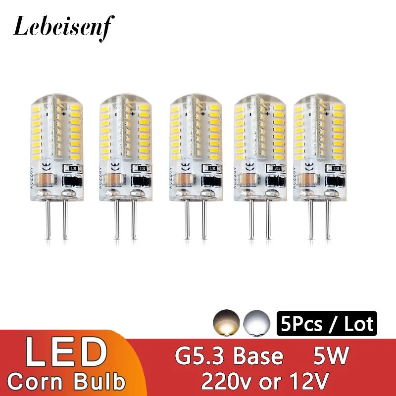 5Psc/Lot LED Silicone Corn Light Bulb 5W High Voltage 220V SMD 3014 ...