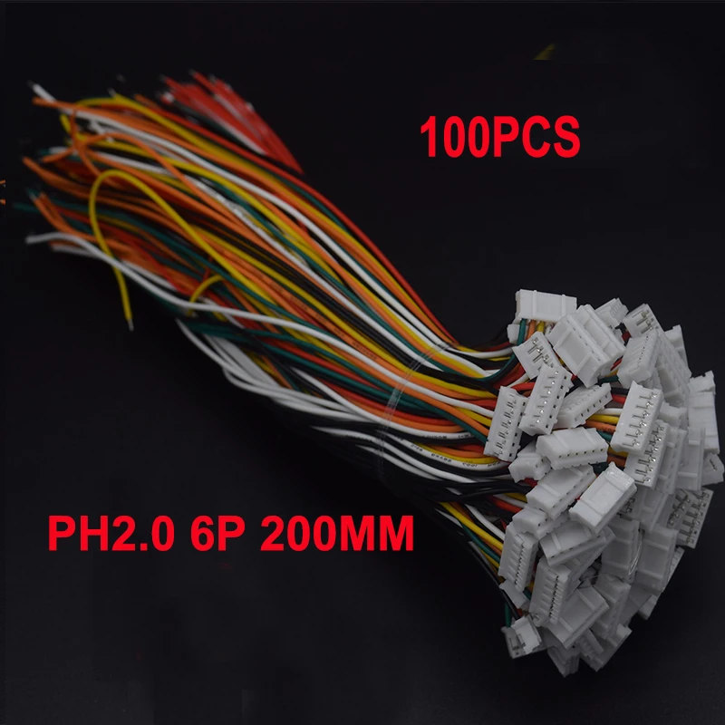 100pcs PH2.0 Mini Micro Wires Cables Connector JST PH2.0 6P Male Female ...