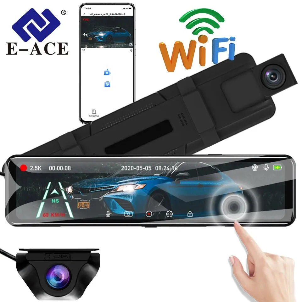 E-ACE-IPS-Touch-Car-DVR-com-Dual-Lens-2K-Stream-Medica-Mirror-Dash-Cam ...