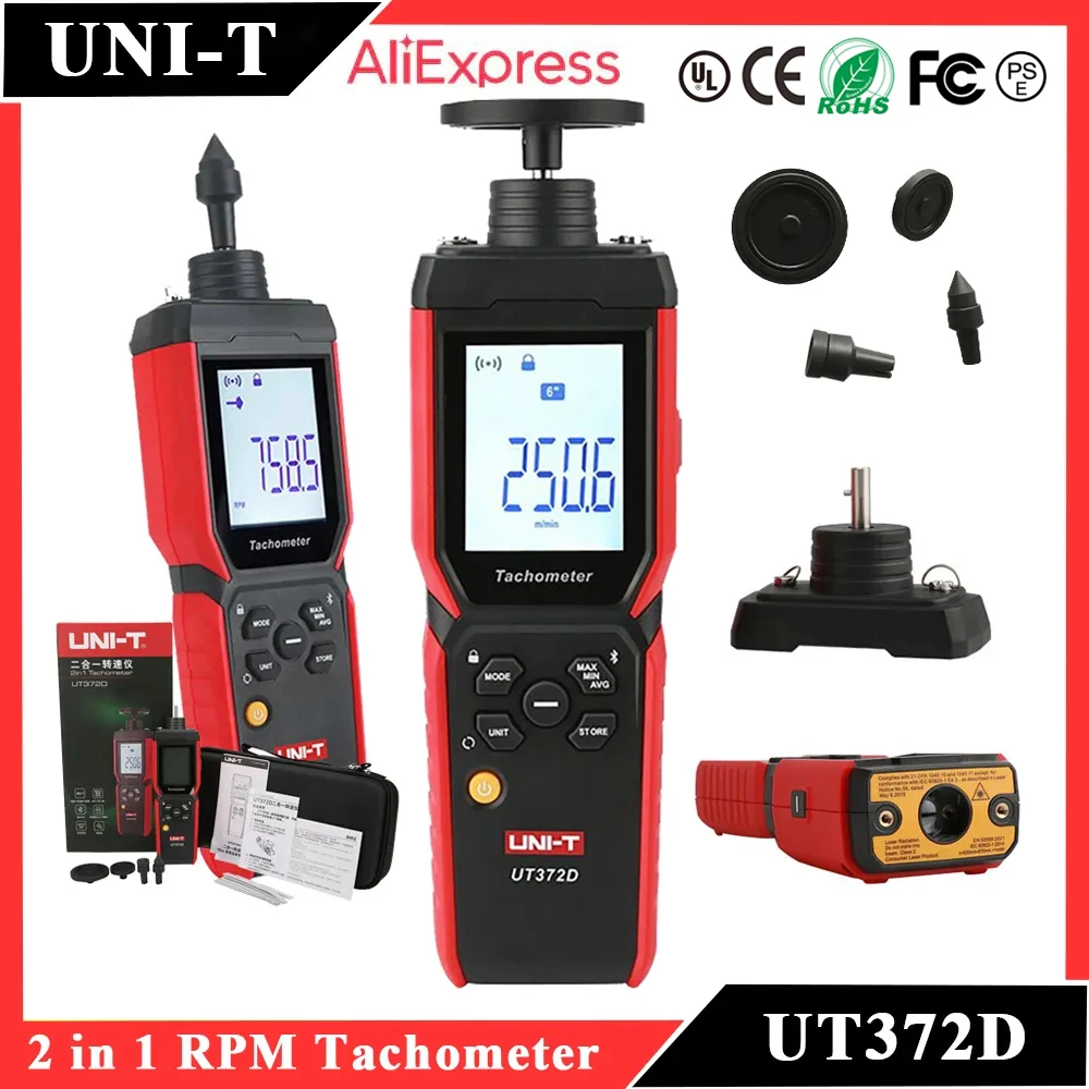 UNI-T-UT372D-Tachometer-Laser-Universal-2-in-1-Digital-RPM-Meter ...