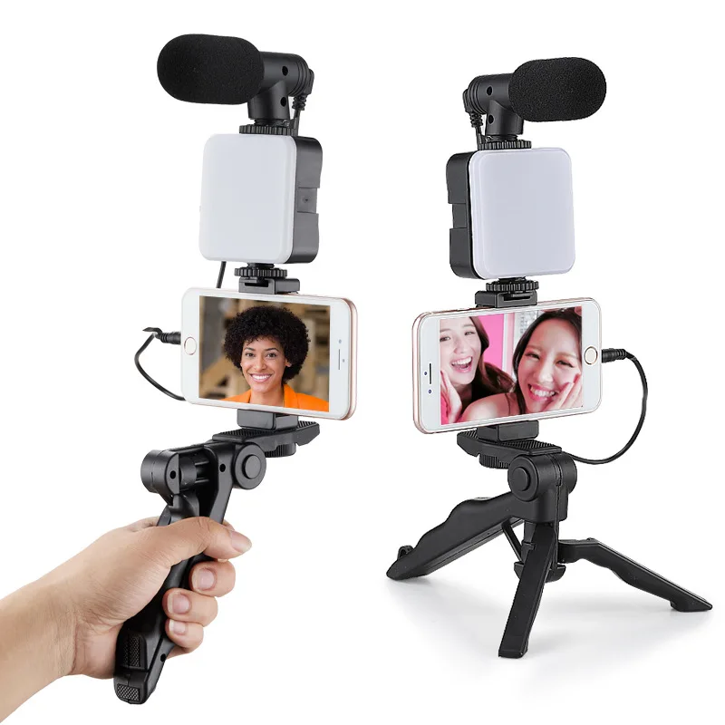 Phone-Holder-Photography-Lighting-Smartphone-Video-Kit-Microphone-LED ...