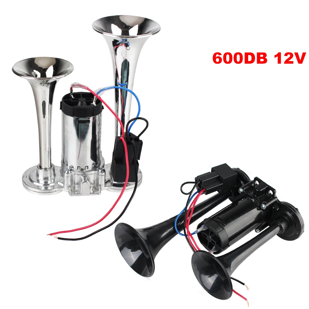 600dB-12V-Car-Electric-Horn-Dual-Trumpets-Loudspeaker-With-Air ...