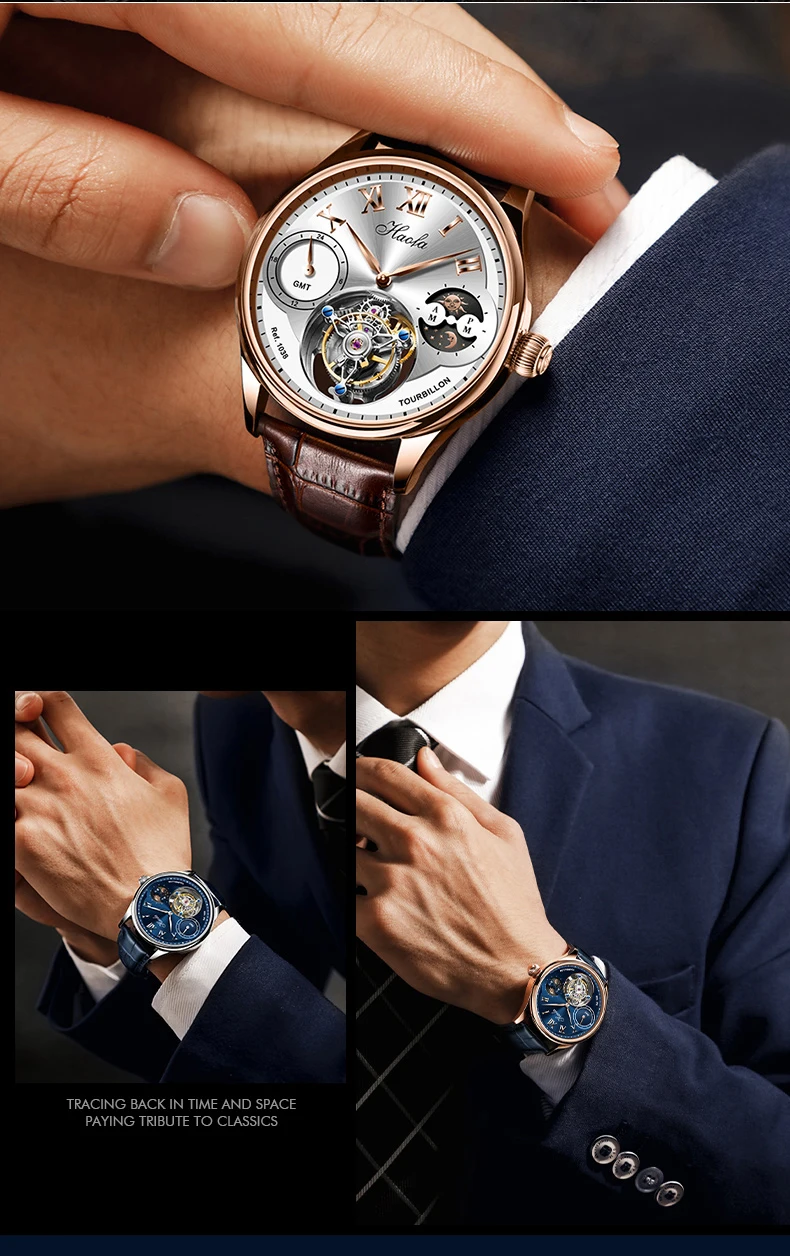 PP Multifunction Real Tourbillon Movement Mens Watch Mechanical ...