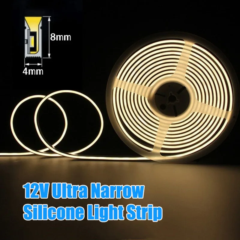 4Mm Ultra Narrow Dc12V Led Silicone Neon Strip Light Home Linear Decor ...