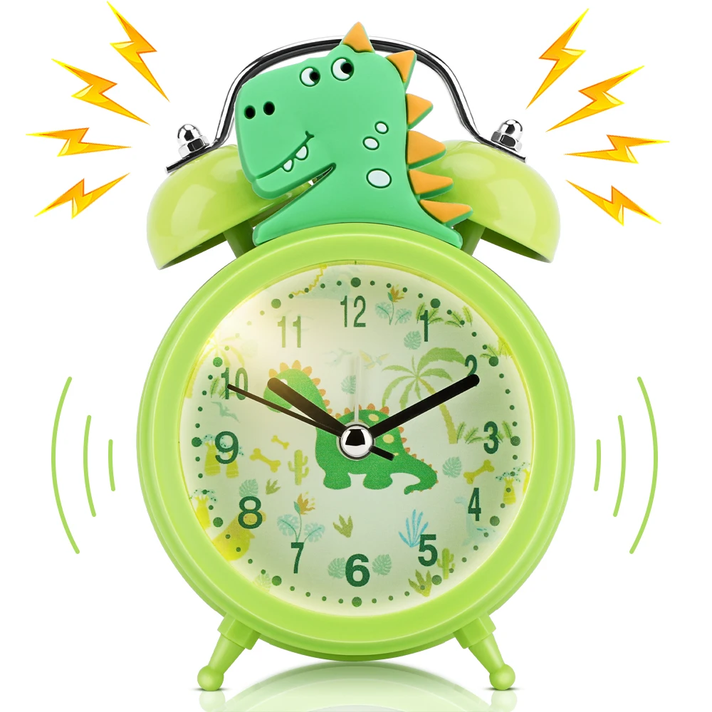 Kids-Alarm-Clock-Cute-Dinosaur-Unicorn-Desk-Clock-Double-Bell-Clock ...