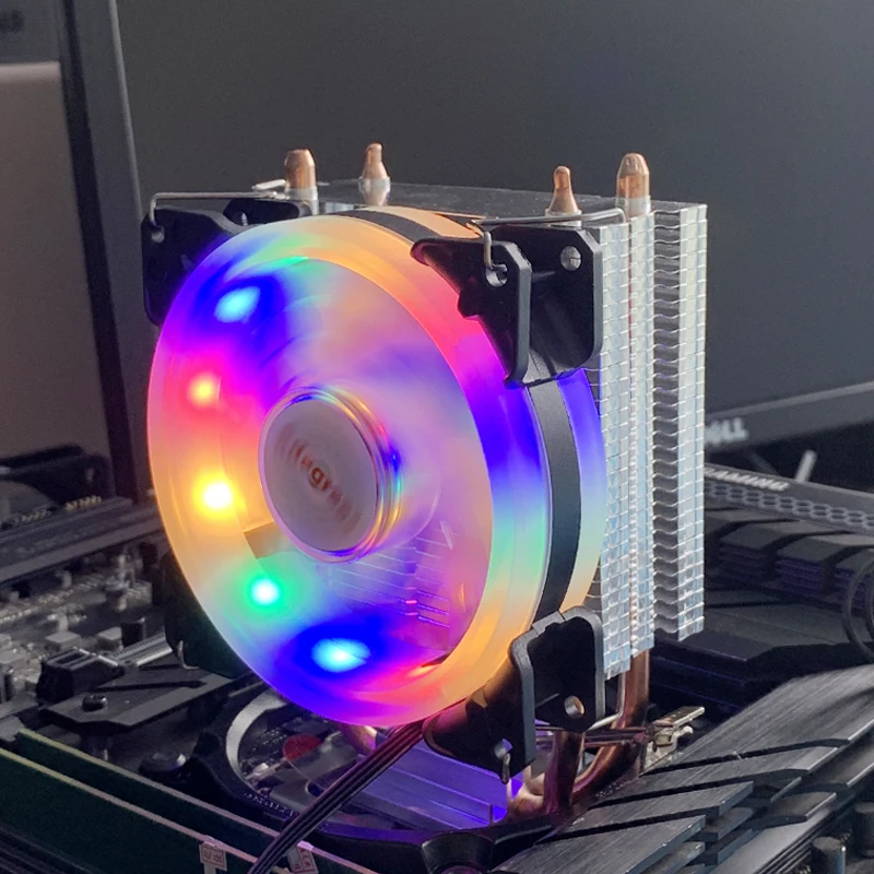 90MM CPU Air Cooler 2 heatpipes PC Processor Radiator For Intel LGA ...