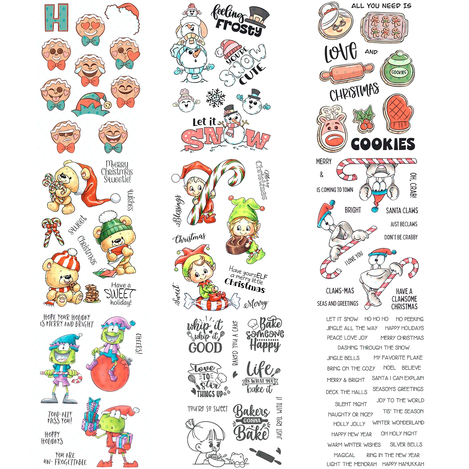 Christmas Santas Elves Gingerbread Snowmen Stamps And Cutting Dies Bake ...
