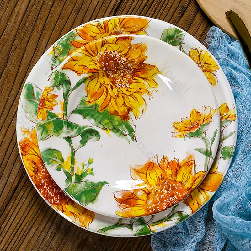 Creative-Irregular-Ceramic-Plates-Exquisite-Sunflowers-Plate-Delicious ...