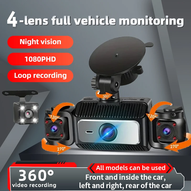4 lenses 1080P dash camera for cars，front, back, left, and right，2025 ...