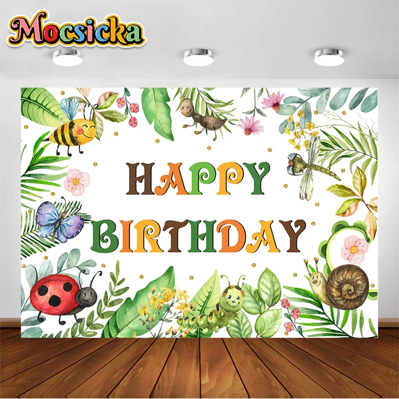 Insect Theme Birthday Party Decor Backdrop Ladybugs Ants Bees ...