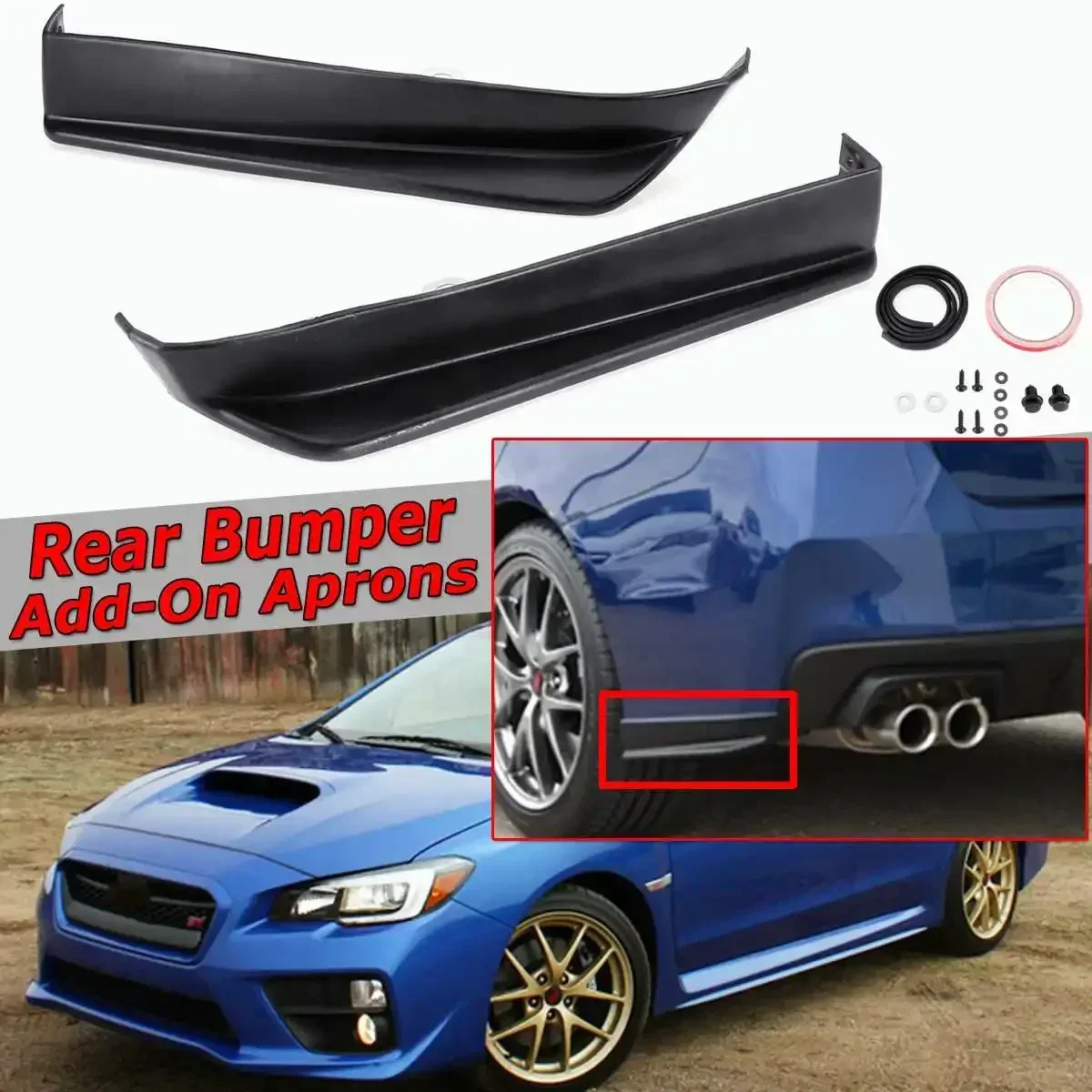 Carbon-Fiber-Look-2x-Car-Rear-Bumper-Lip-Aprons-Spats-Splitters ...