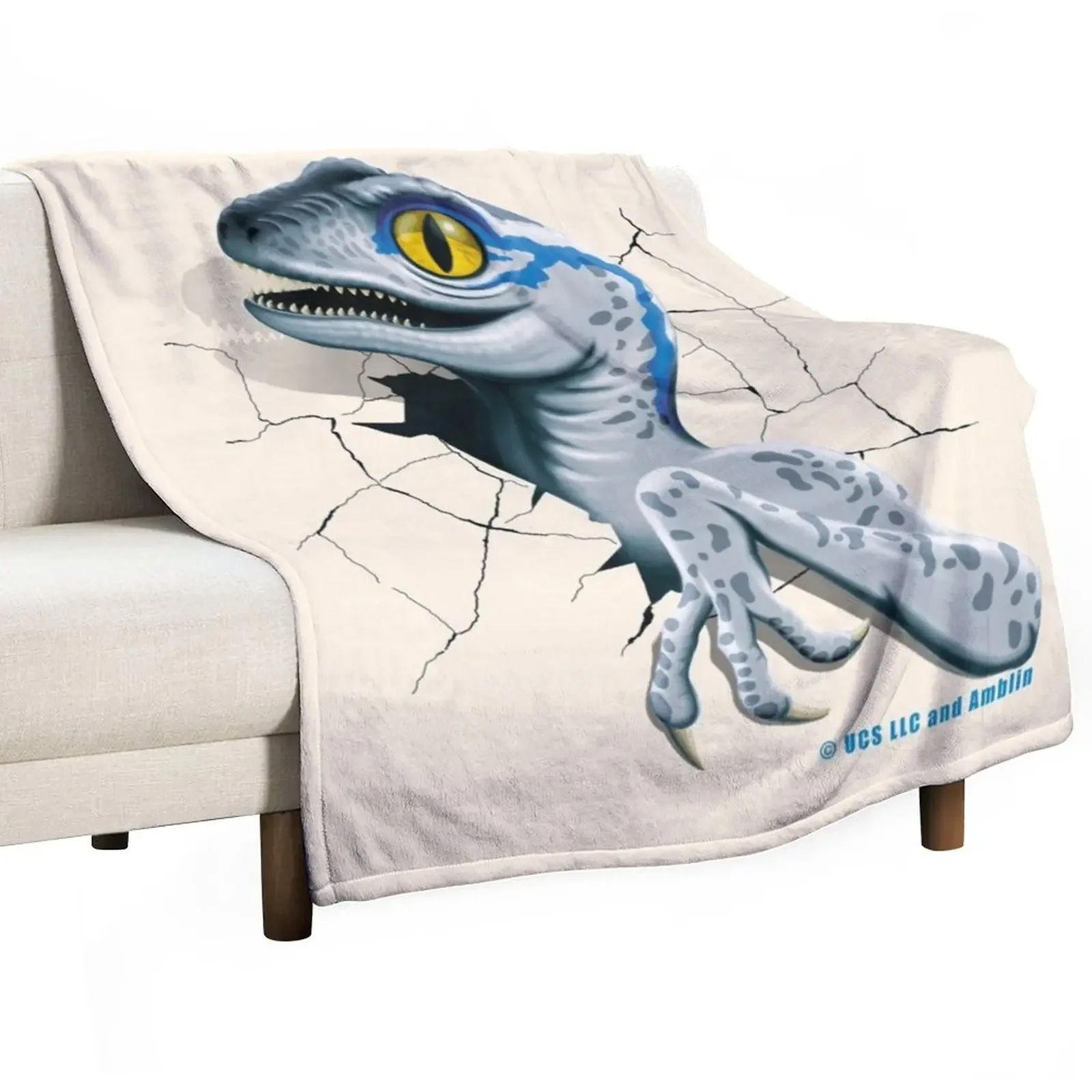 Baby Blue Velociraptor decorative Blankets - Jurassic park store