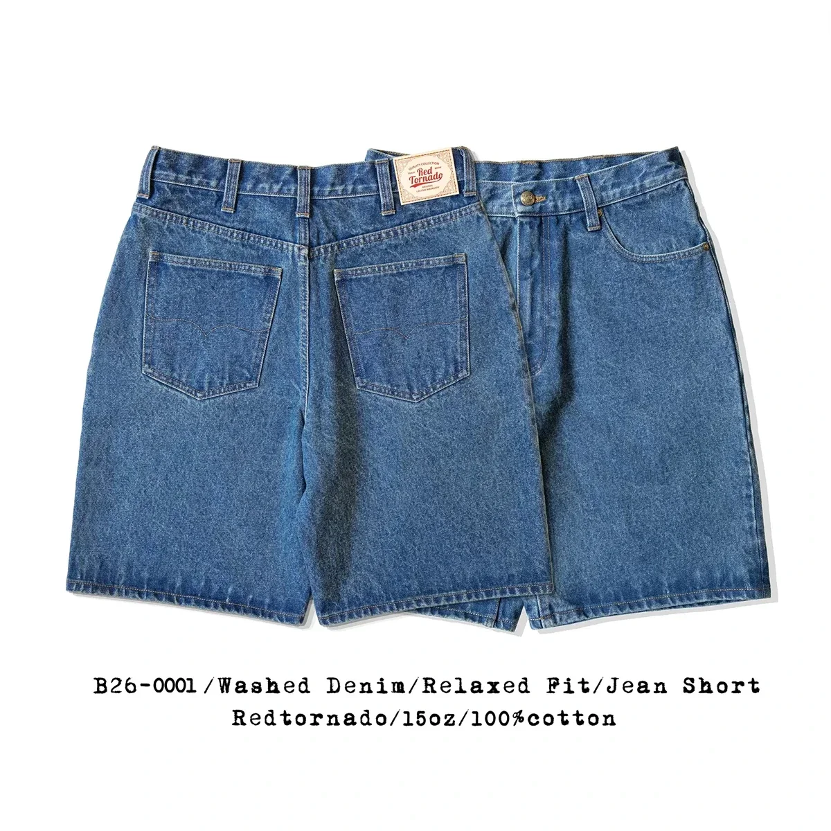 Red-Tornado-Casual-Denim-Shorts-Loose-Straight-Fit-Vintage-Workwear-Men ...