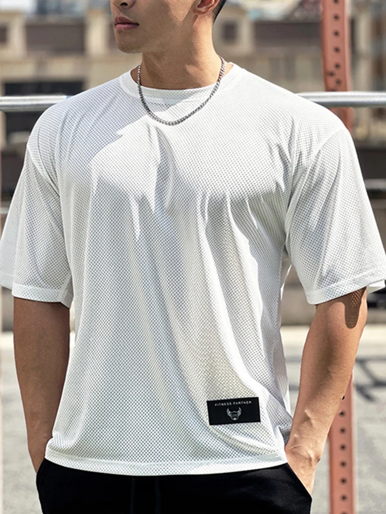 2023-Mens-Muscle-ventilateT-Shirt-Bodybuilding-Fitness-Man-Top-Mesh ...