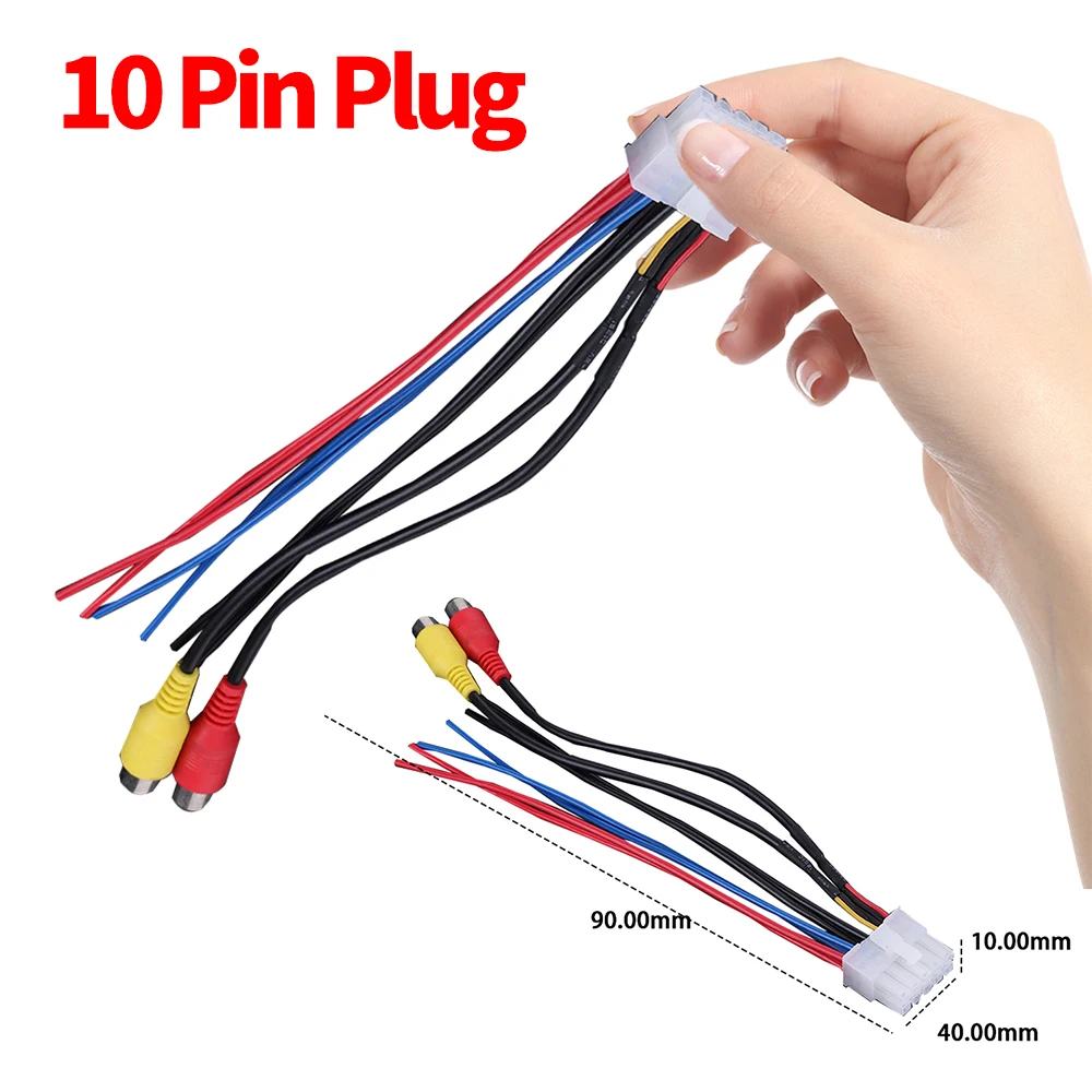 Wire Harness 10 Pin Plug with RCA Jack Car Amplifier Speaker Power ...