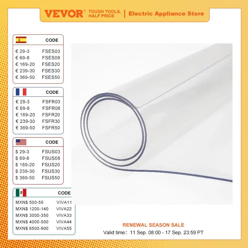 VEVOR-Plastic-Table-Cover-36-x-60-Inch-2-mm-Thick-Clear-Table-Protector ...