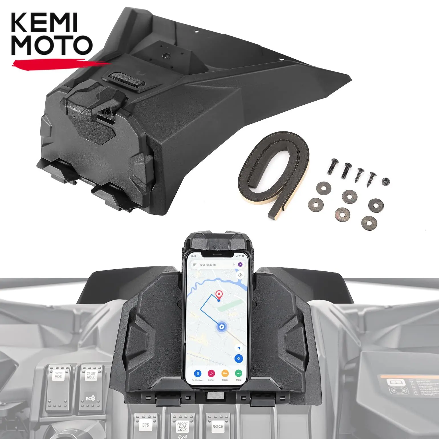 KEMIMOTO UTV Extended Electronic Device Holder GPS Tablet Mount Storage ...
