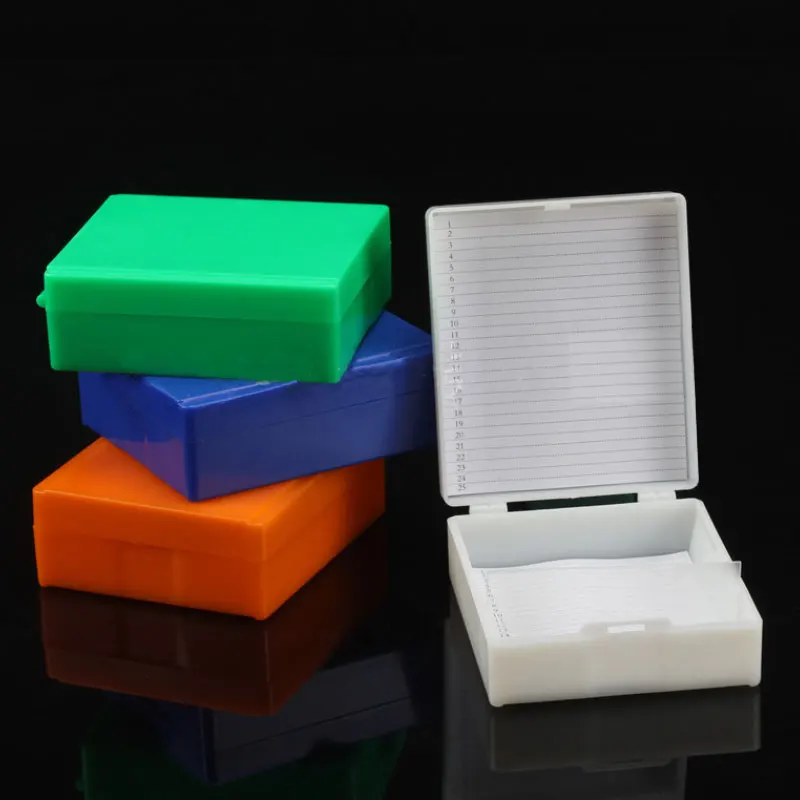 1pc Portable Plastic Square Shape Capacity Hold 25 Microslide Slide ...