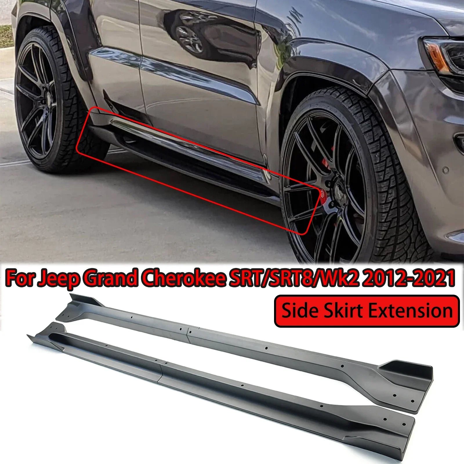For-Jeep-Grand-Cherokee-SRT-SRT8-Wk2-2012-2021-Car-Side-Skirt-Extension ...