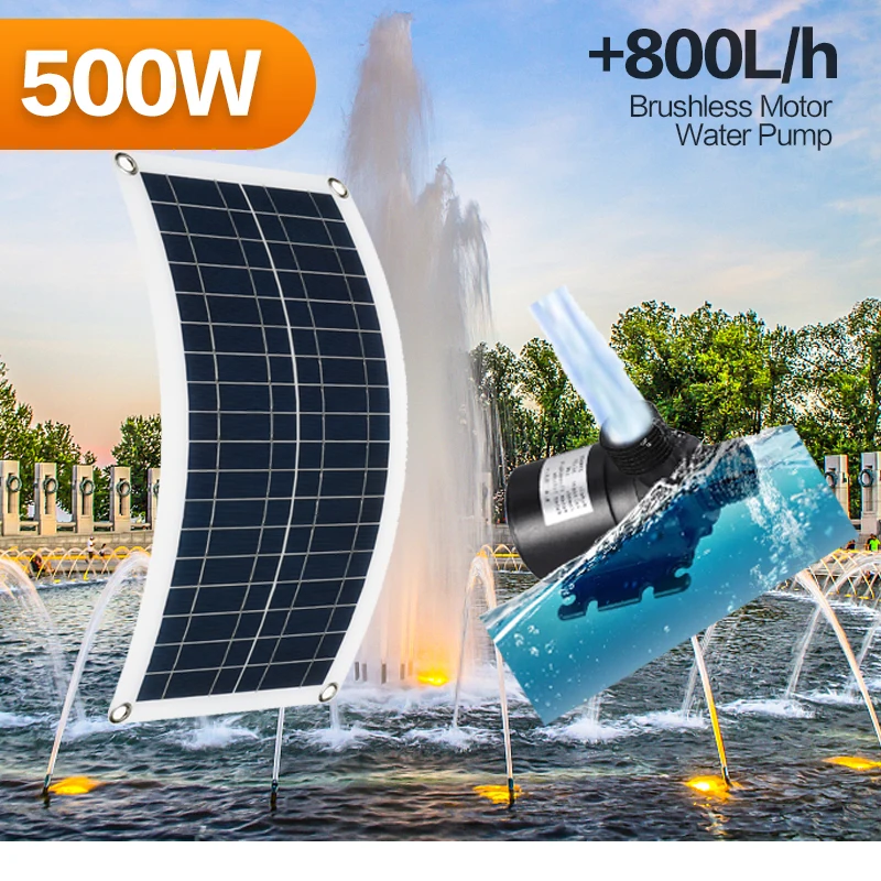 500W-800L-H-Solar-Panel-Water-Pump-Charging-Fountain-Power-Bank-12V ...