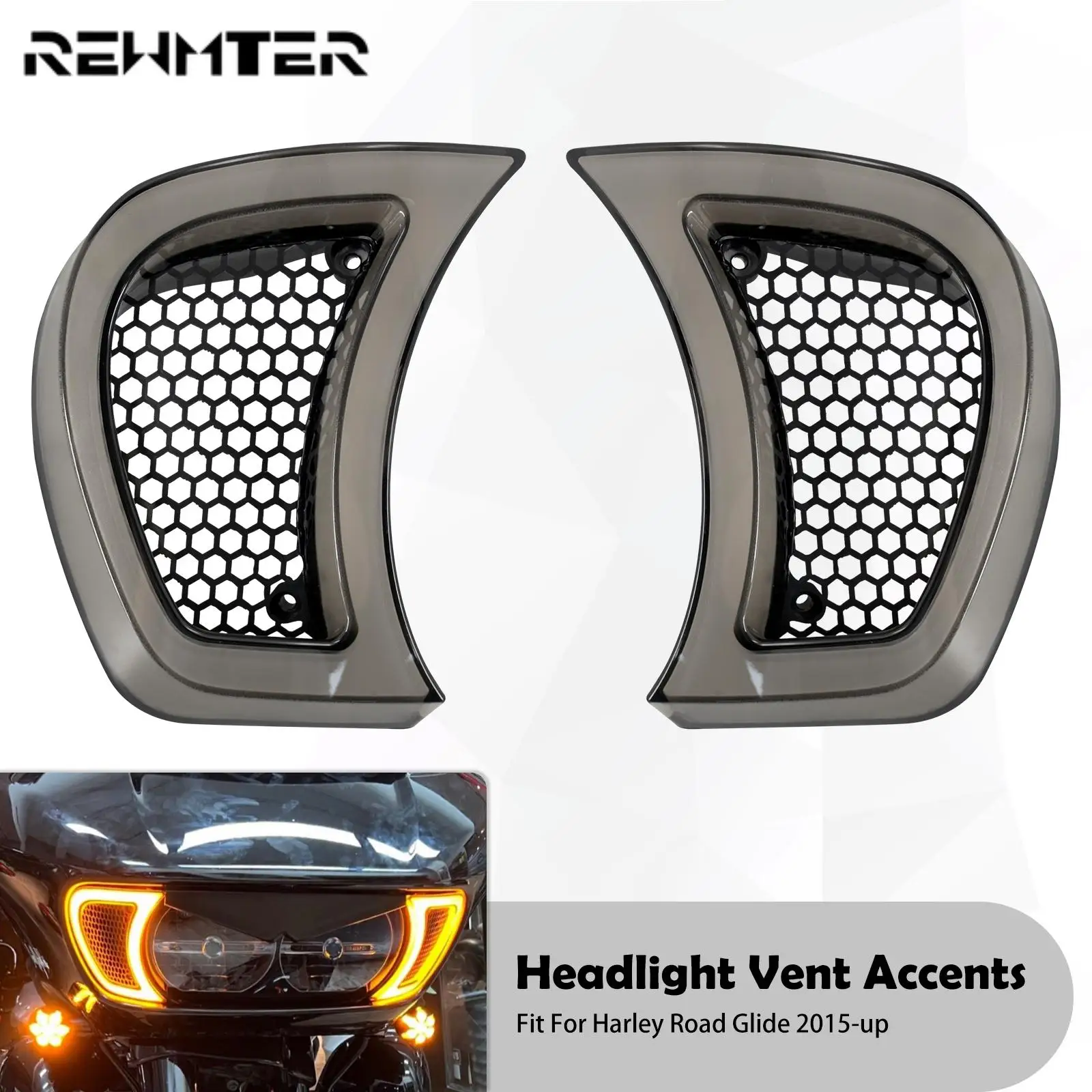 Motorcycle LED Headlight Vent Accents Light With Indicator Turn Signal ...