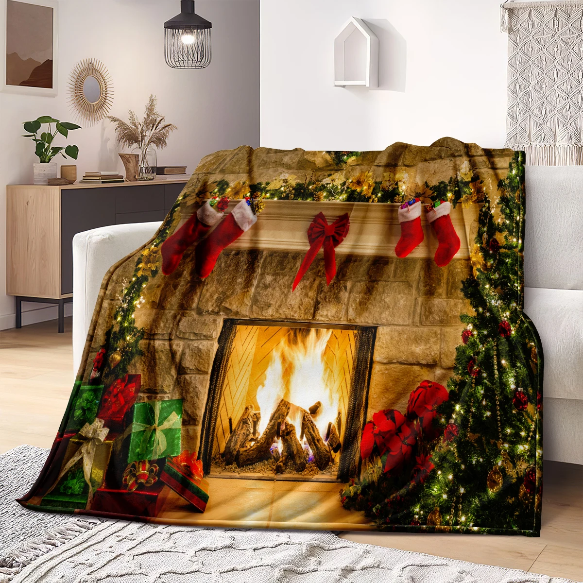 Christmas Festival Blanket Microfiber Soft Throw Blankets For Bed ...