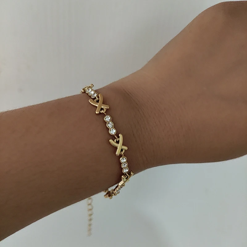 X-shape-cz-stone-chain-bracelet-stainless-steel-bracelet-for-women ...