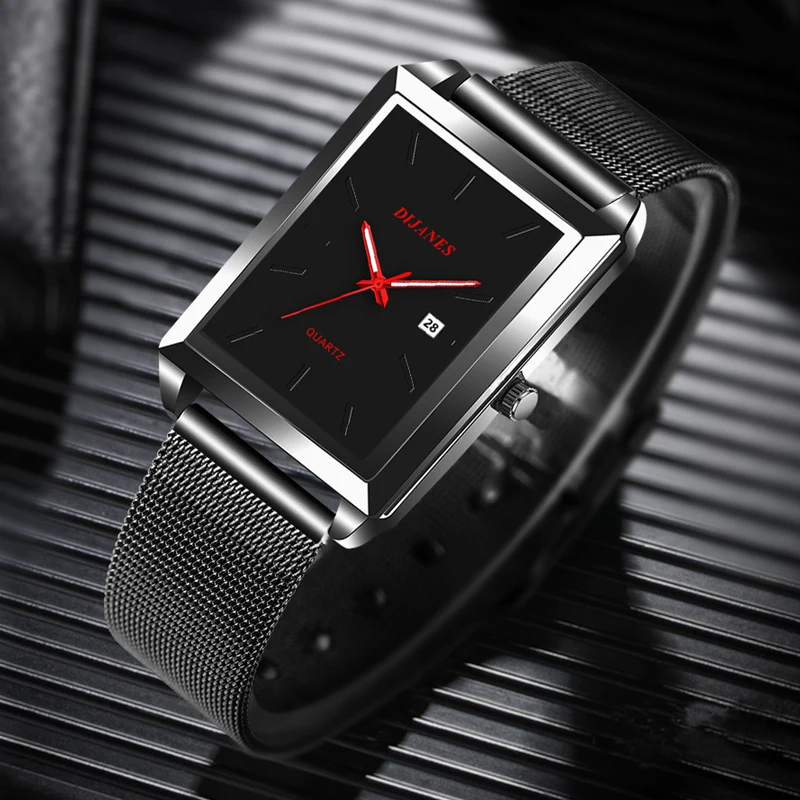 2023-Fashion-Men-s-Watches-for-Men-Rectangle-Stainless-Steel-Mesh-Belt ...