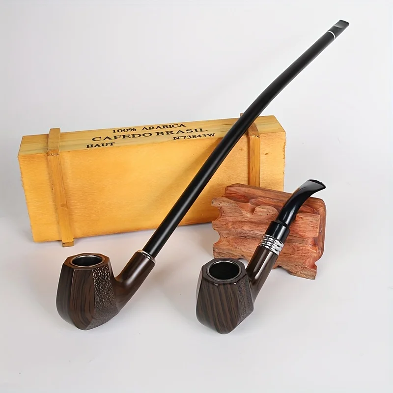 New-Classic-Rhombus-Resin-Wood-Long-Or-Short-Bent-Smoking-Pipe-Tobacco ...