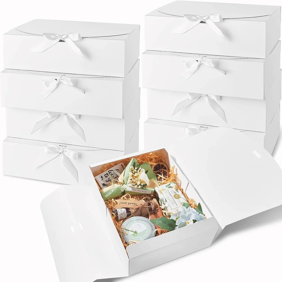6PCS Large White Gift Box, 27x20x8cm Luxury Wedding Christmas Gift Box ...