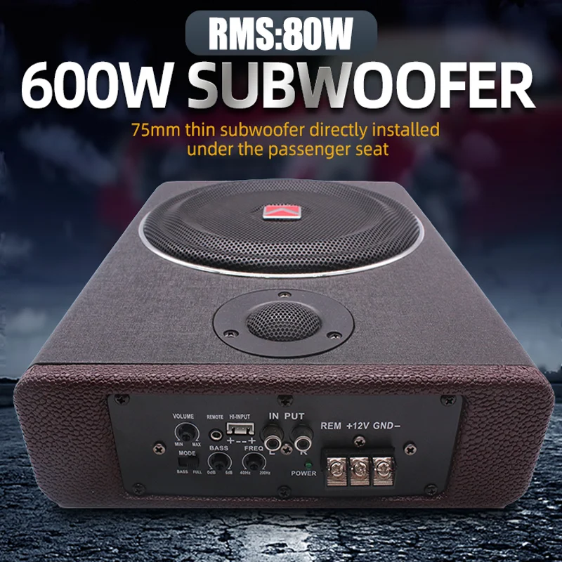 8-inch-Car-Ultra-Thin-Subwoofer-High-Power-Active-With-Tweeter-Wooden ...