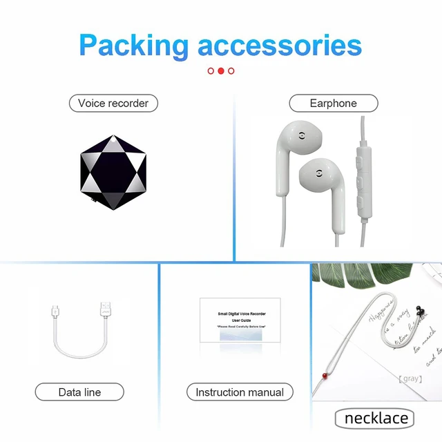 Mini Voice Recorder Portable Necklace Pendant Sound Recorder 20 Hours ...
