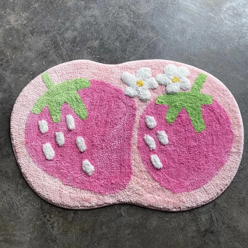Cute-Fruit-Strawberry-Tufting-Bath-Mat-Pink-Sweet-Girls-Home-Decor ...