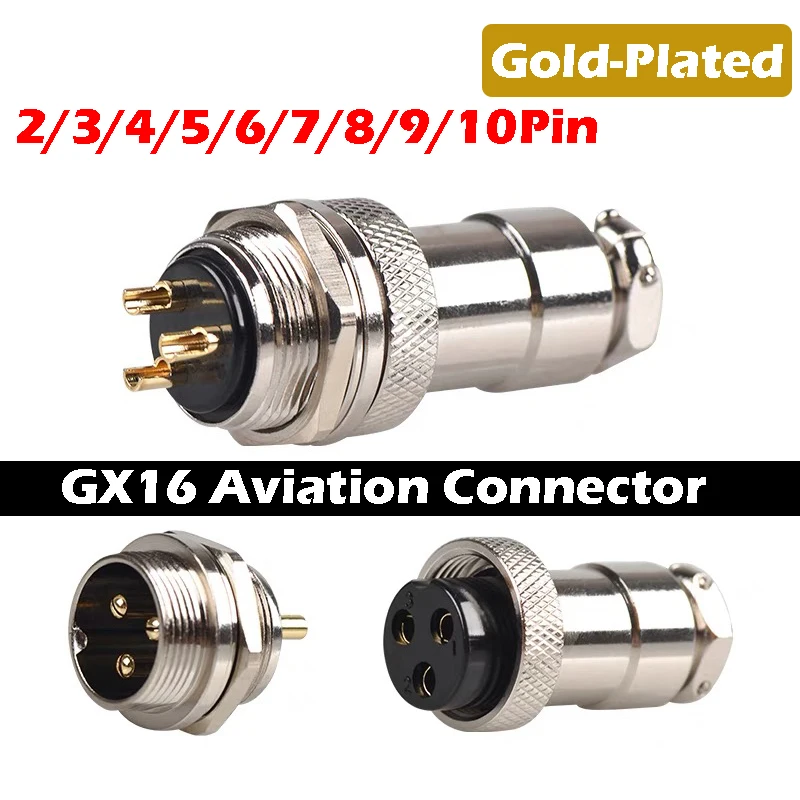 GX16 Gold Plated Aviation Male Plug / Female Socket Industrial Welding ...
