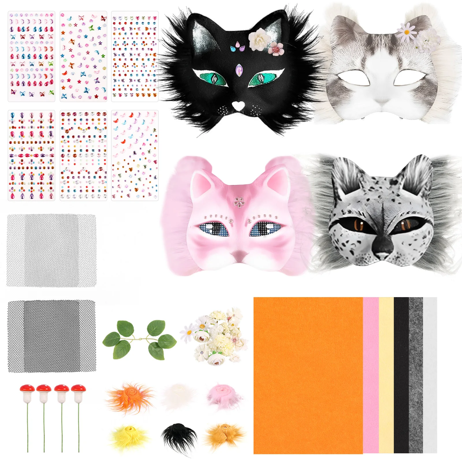 DIY Mask Kit Animal Cat Mask Arts Craft Halloween Role-playing Cosplay ...