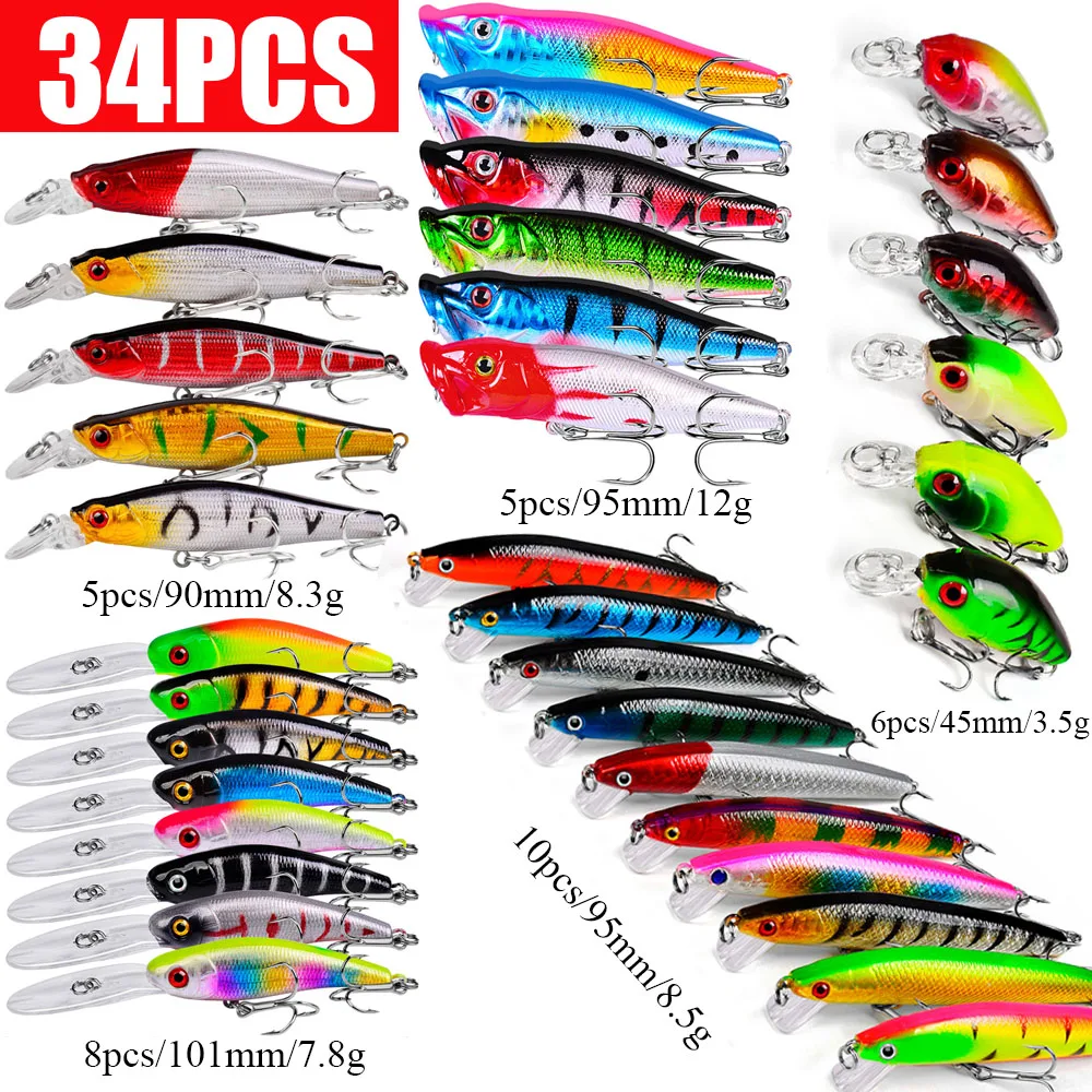 KIDIFUN Fishing Lure Set Fishing Hard Bait Mini Minnow Floating Swing Crankbait Wobblers ...