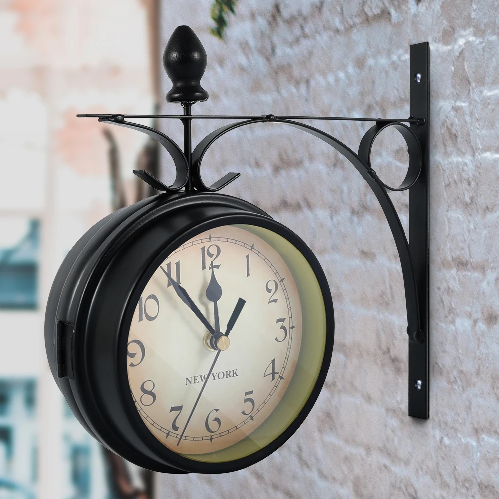 Quartz-Wall-Clock-European-Style-Iron-Hanging-Clock-Garden-Central ...