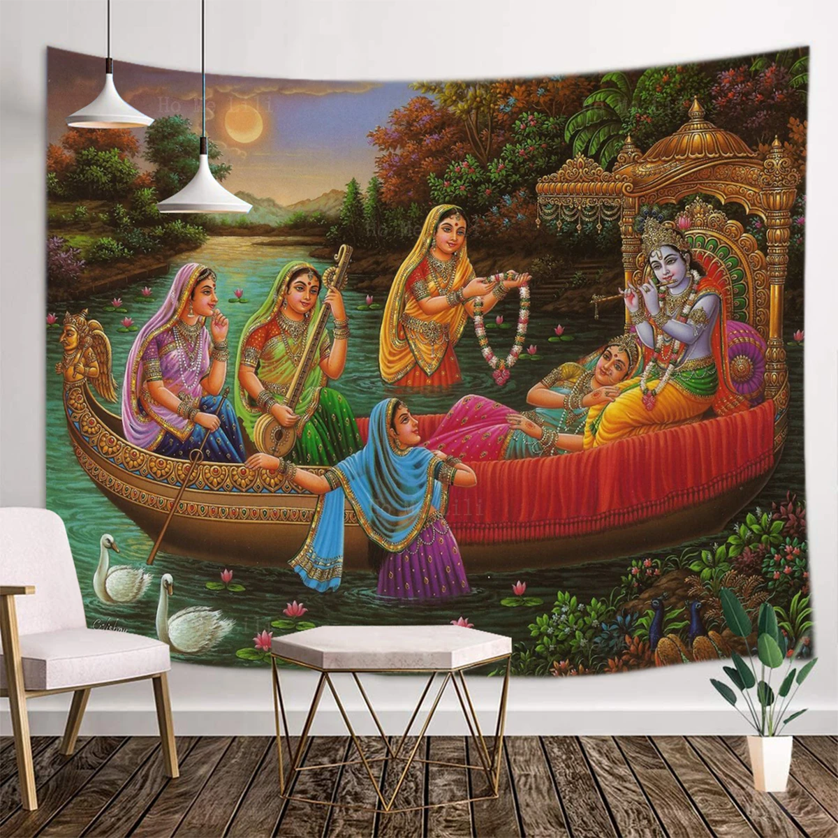 Radha Krishna On Boat