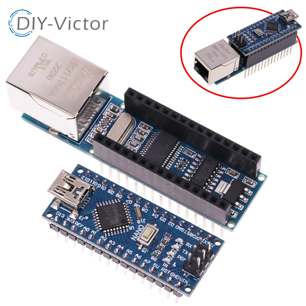1pcs Standard Nano V3 Ethernet Shield Enc28j60 Microchip Hr911105a ...