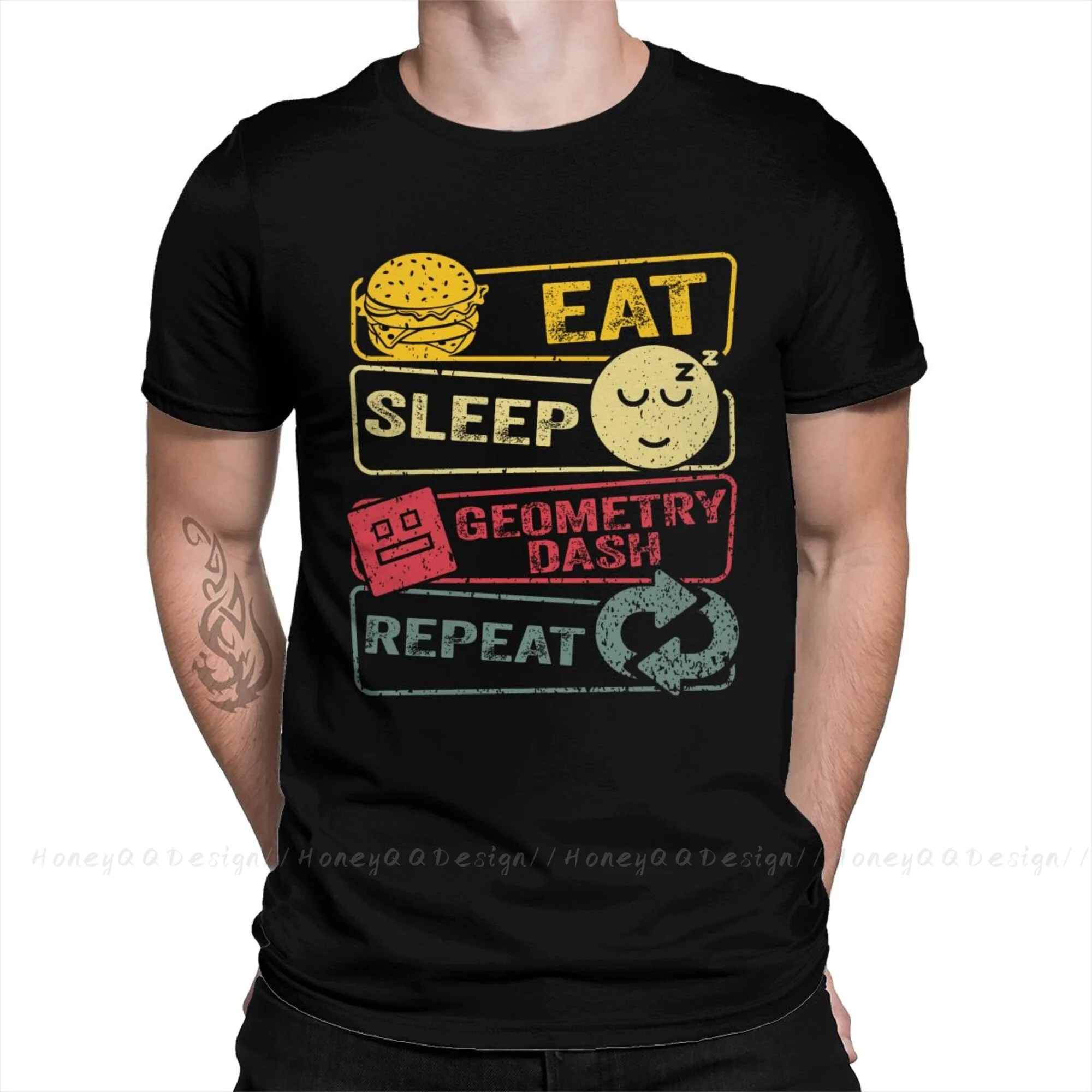 Geometry-Dash-Repeat-Retro-Vintage-Print-Cotton-Shirt-Hombre-Geometry ...