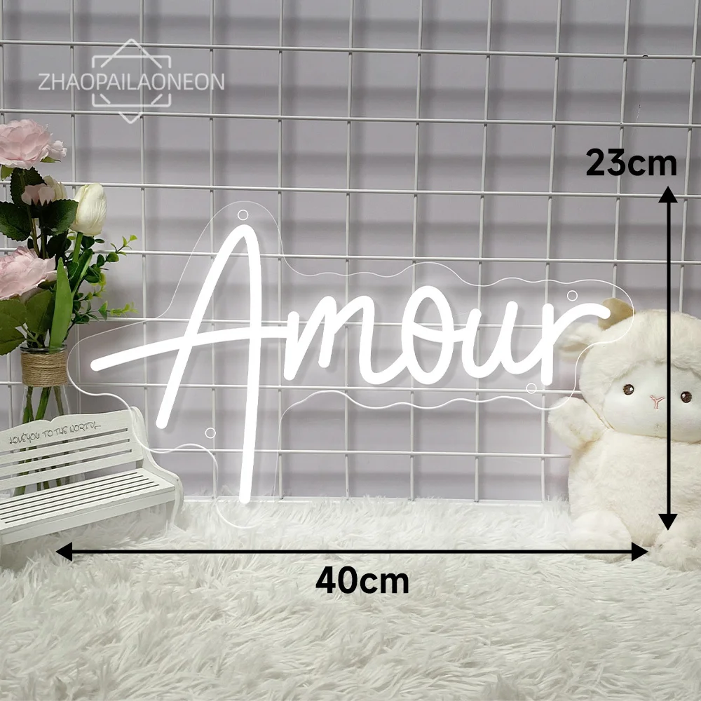 Amour Neon LED Sign Wedding Decor Party Neon Sign Lights Bedroom Room ...