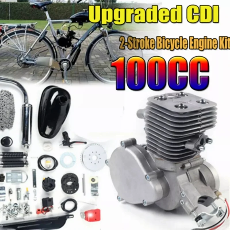 2 Stroke 100cc Full Set Bicycle Engine Kit Petrol Gas Motor 36/48 Tooth ...