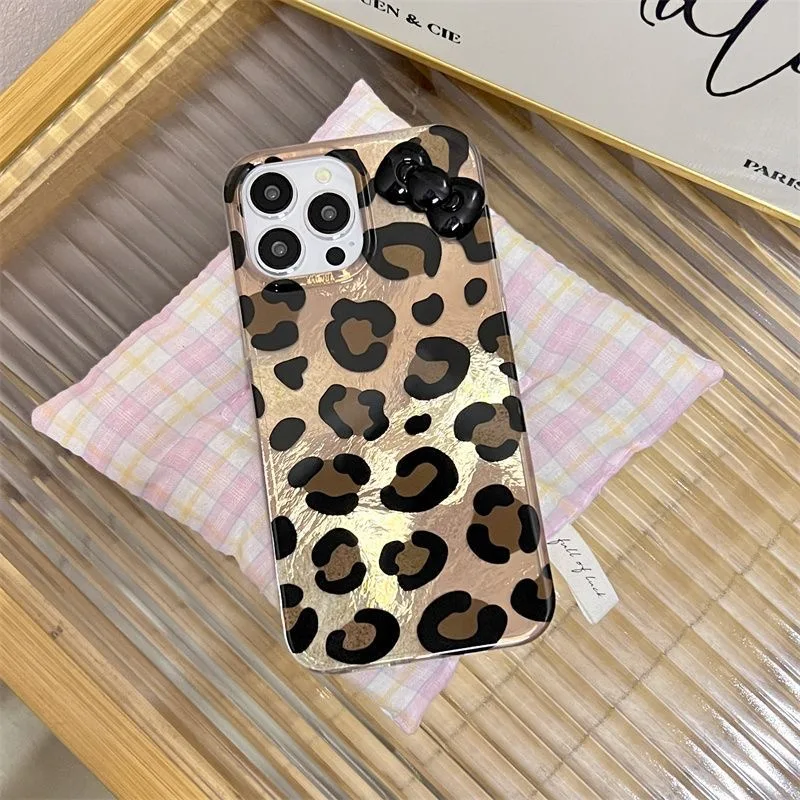 Chic 3D Black Bow Leopard Phone Case Cover for Redmi 10 4G (1)
