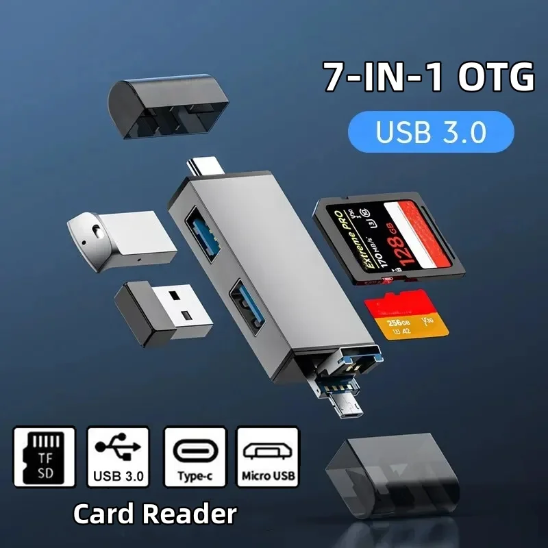 7 in 1 Card Reader USB 3.0 Type C to SD TF Memory Card Flash Drive ...