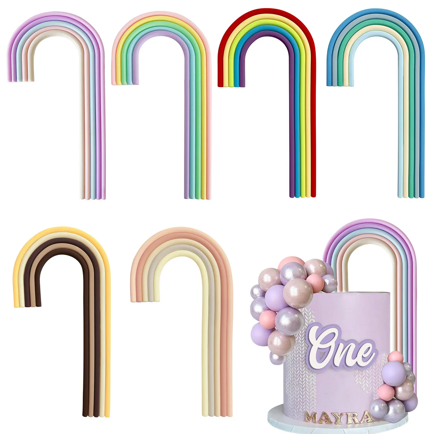Colorful-Rainbow-Cake-Toppers-Cake-Decorations-for-Birthday-Baby-Shower ...